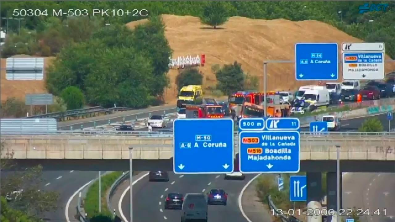 Herido de gravedad el conductor de un camión volcado en la M-503 a la ...